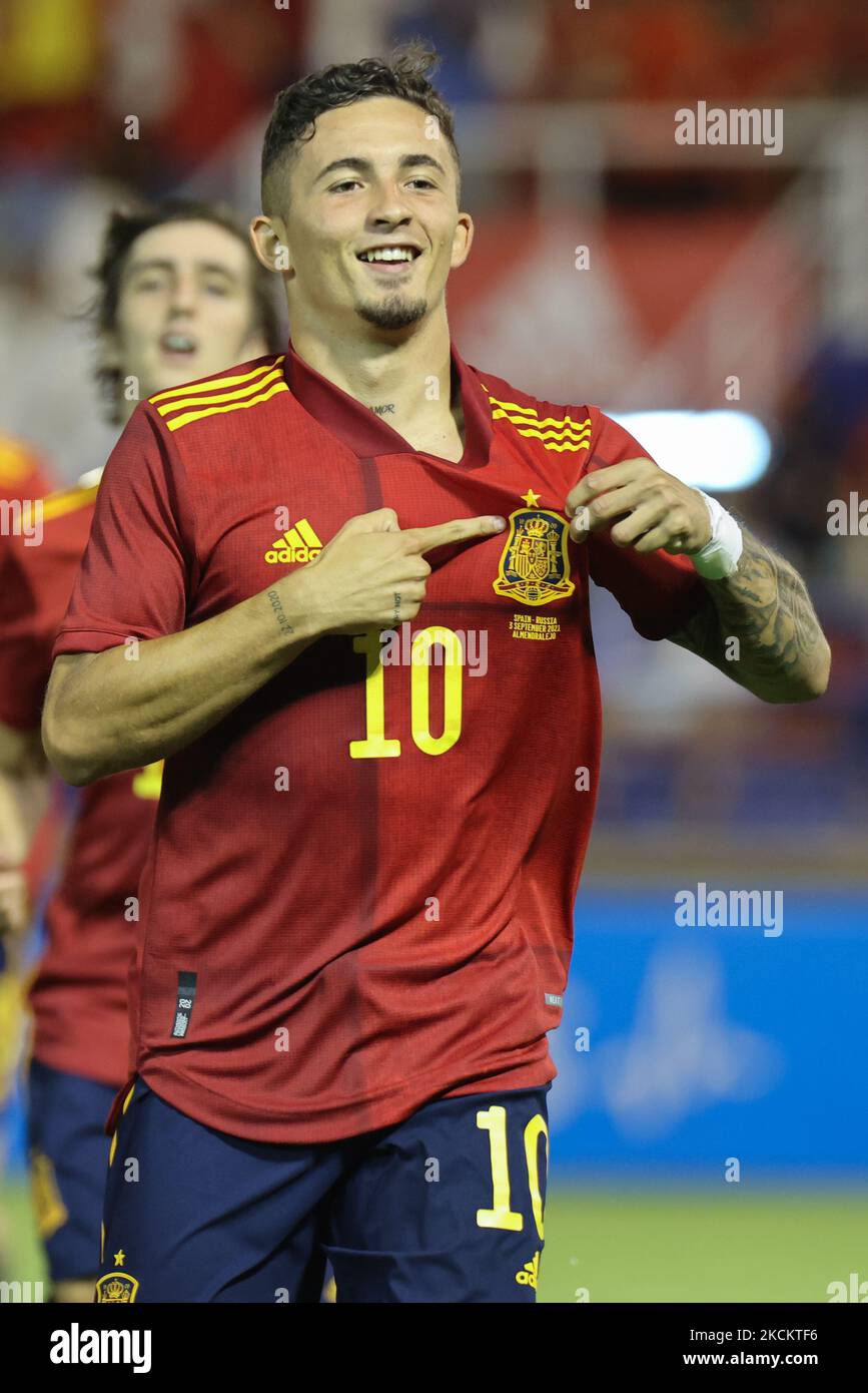 Yeremy Pino of Spain u21 celebrate a goal during the UEFA Euro Under 21 ...