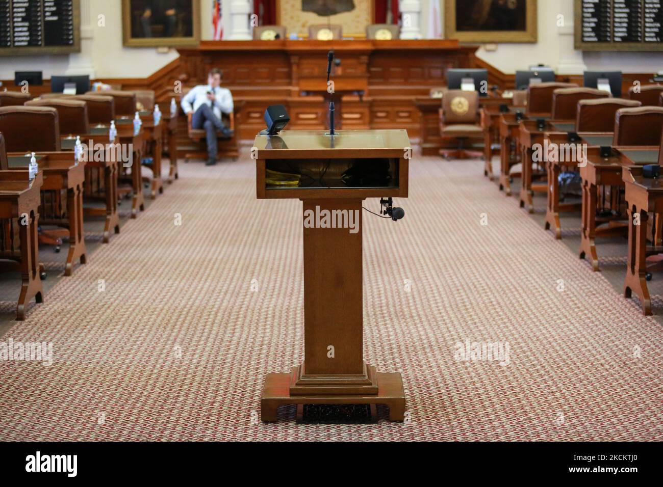 The inside of the Texas House of Representatives chamber in Austin ...