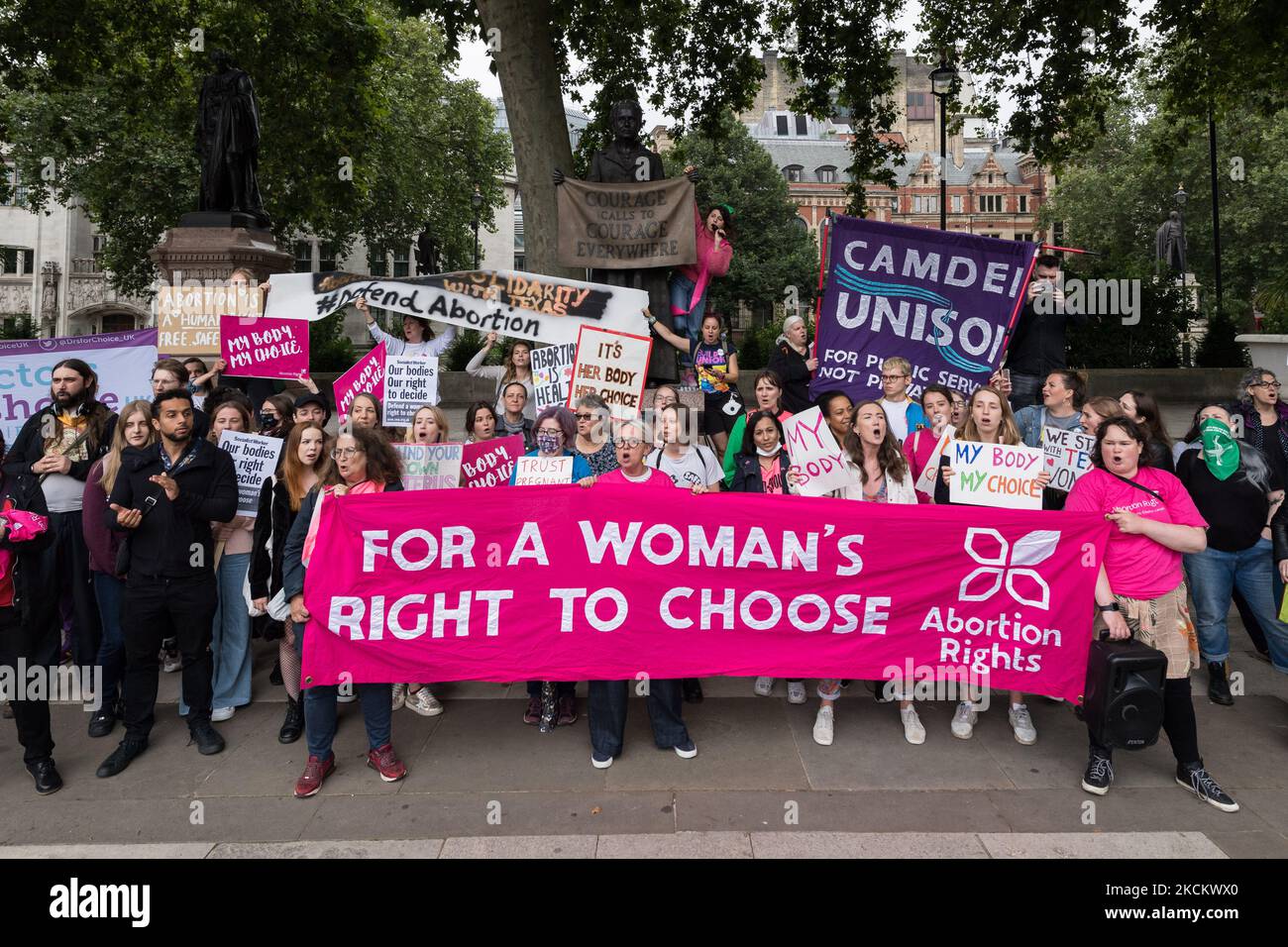 LONDON, UNITED KINGDOM - SEPTEMBER 04, 2021: Pro-choice supporters ...