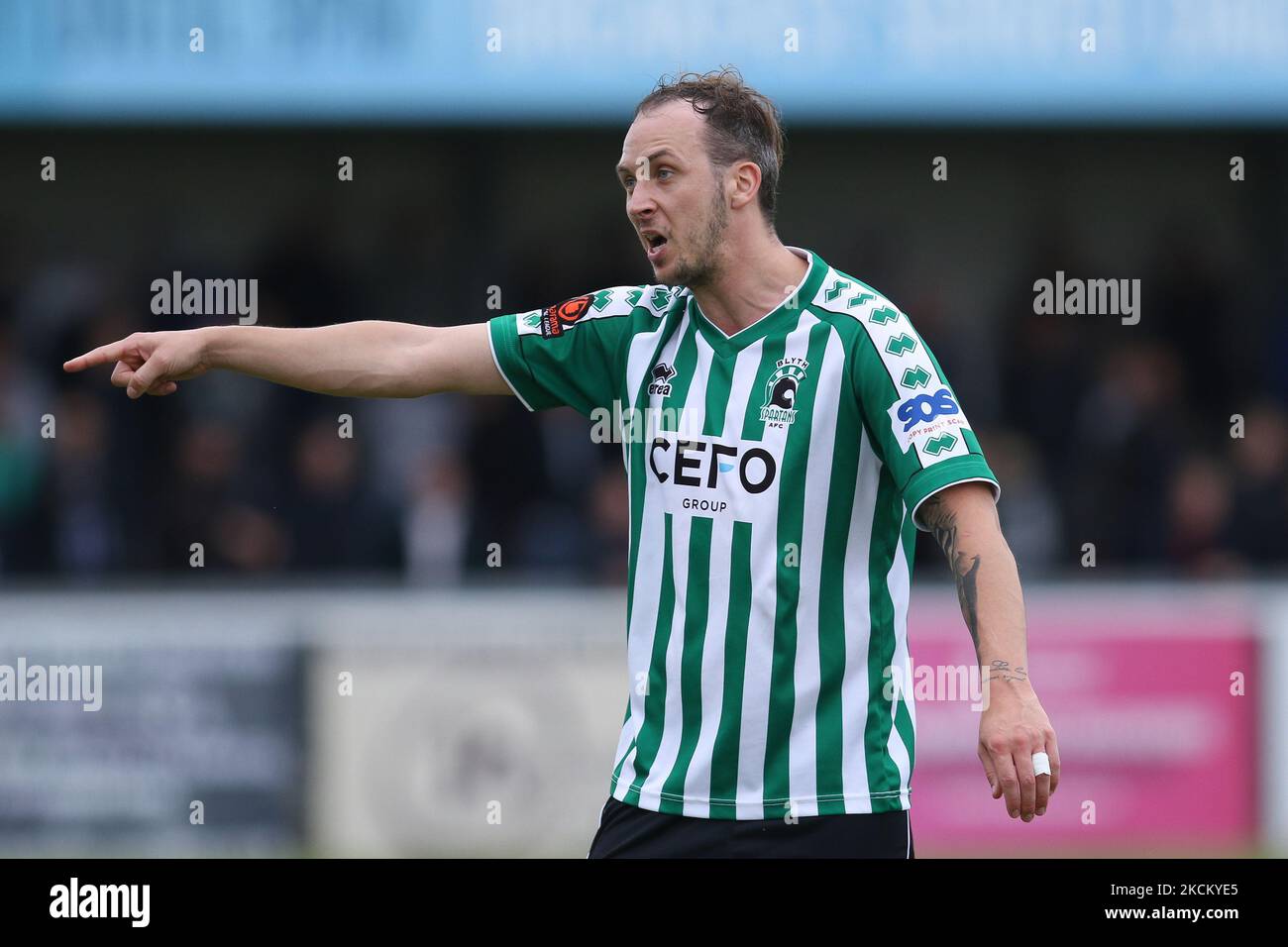 Sean Reid of Blyth Spartans reacts during the Vanarama National League ...
