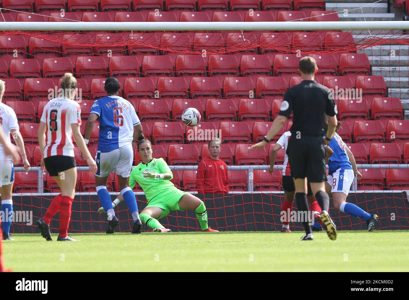 Alex Brooks of Blackburn Rovers saves during the FA Women's ...