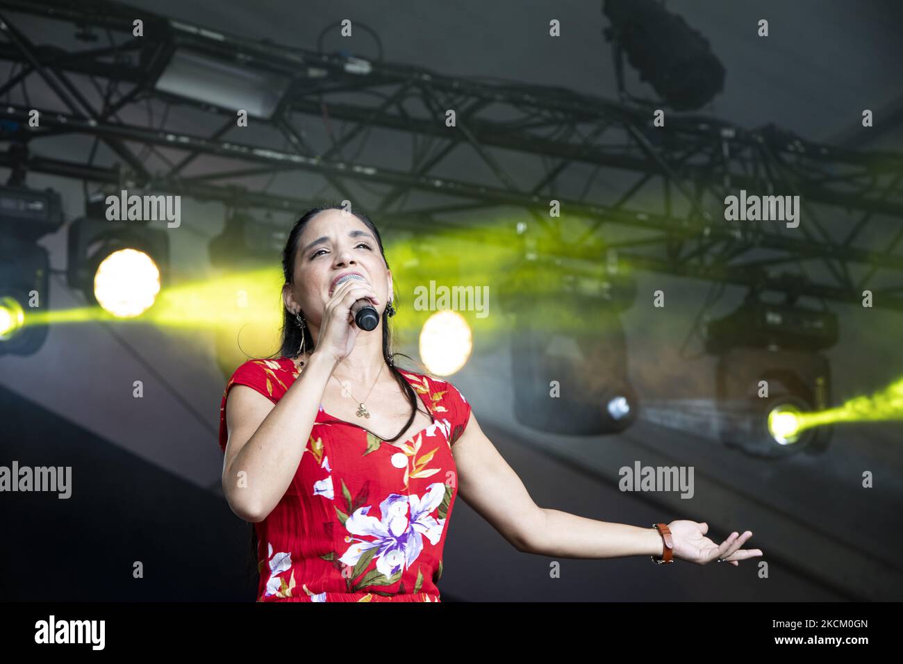 Cuban singer Annie Garcês on stage Auditorio 1 de Maio, at Festa do ...