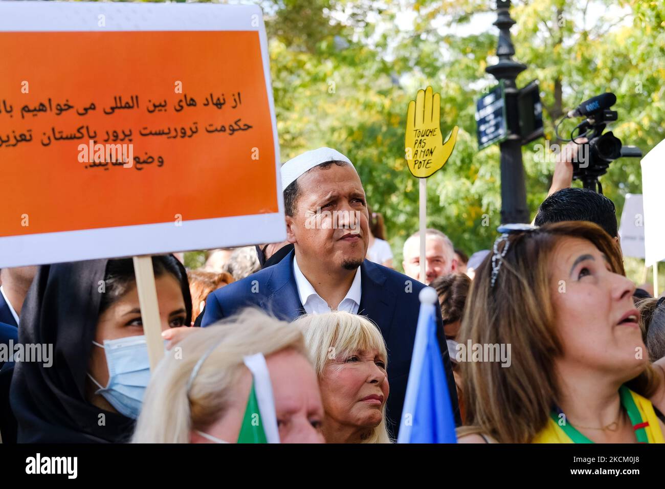 Hassen Chalghoumi, Imam of the Drancy Mosque, at the rally in support ...