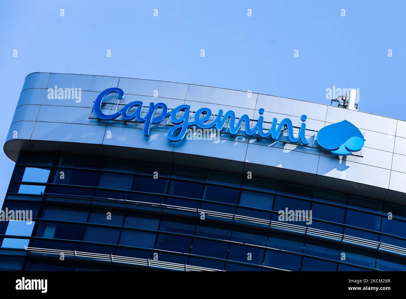 Capgemini logo is seen on the office building in Krakow, Poland on ...