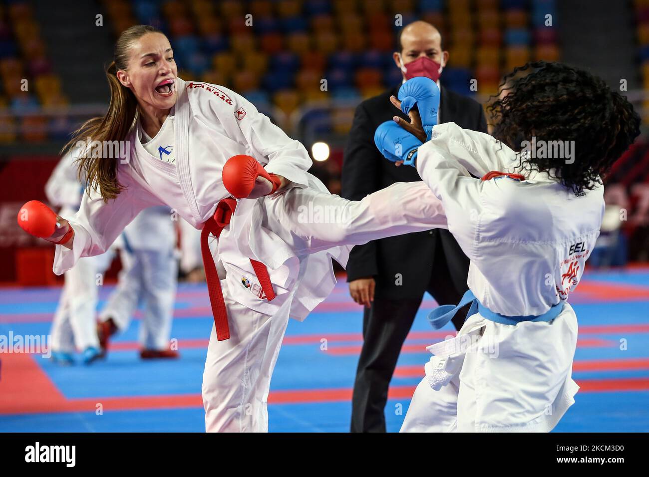 ANASTASIYA STEPASHKO (Red) of Team UKRAINE competes against OPHELIE ...