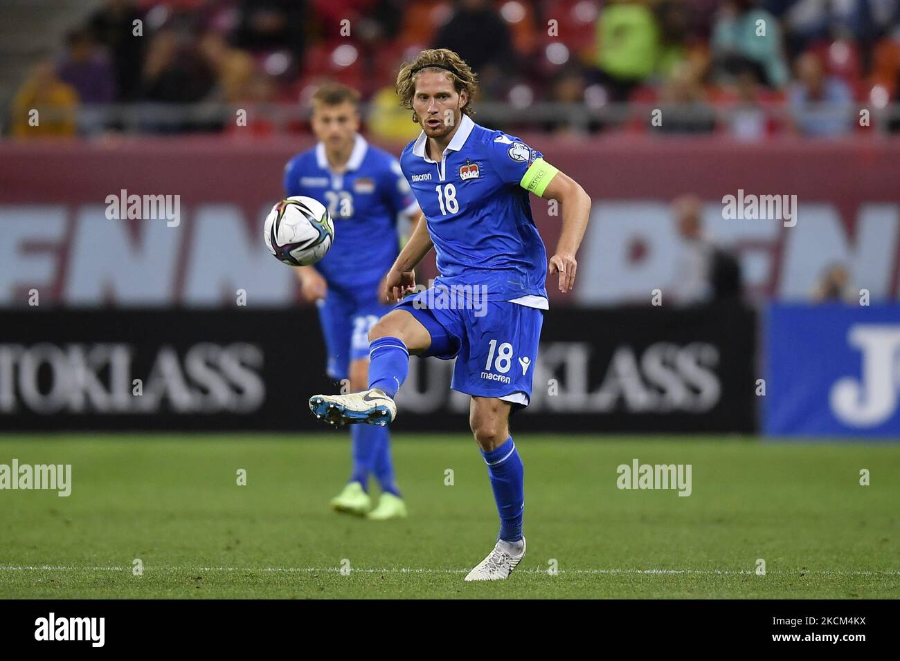 Nicolas Hasler in action during the FIFA World Cup qualifying round ...