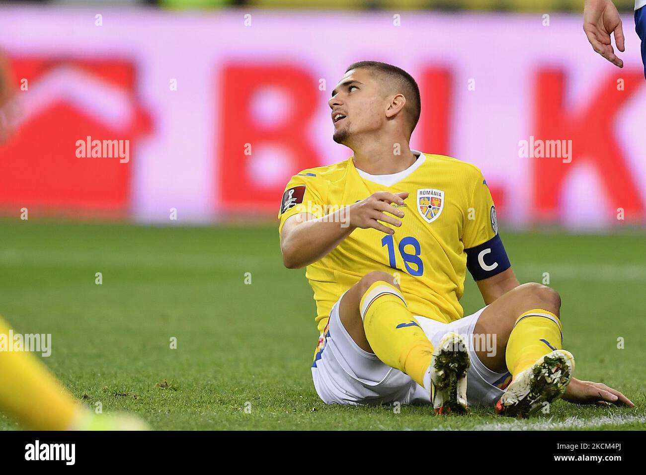 Razvan Marin in action during the FIFA World Cup qualifying round game ...