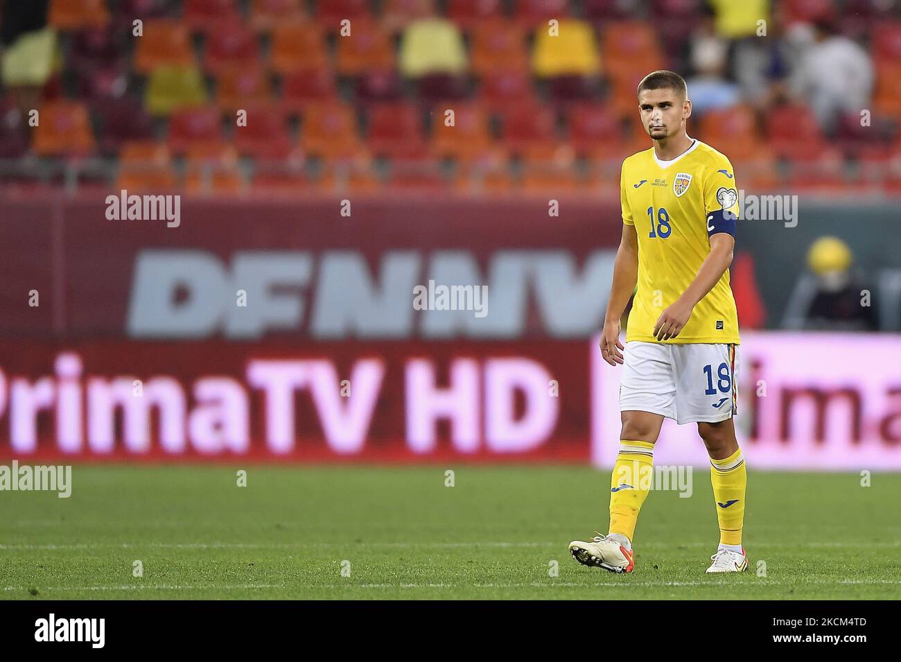 Razvan Marin in action during the FIFA World Cup qualifying round game ...