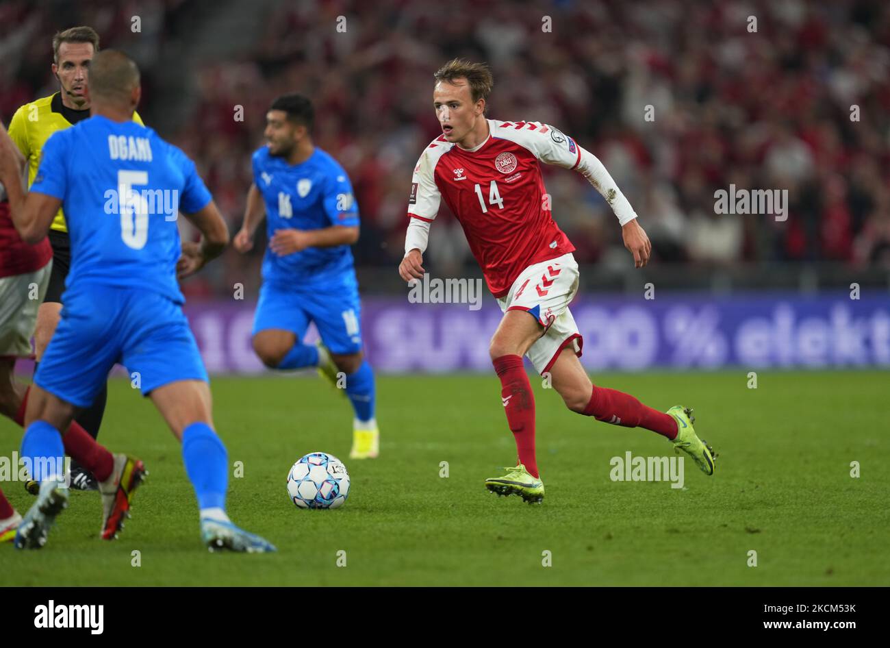 Mikkel Damsgaard of Denmark during Denmark against Israel, World Cup ...