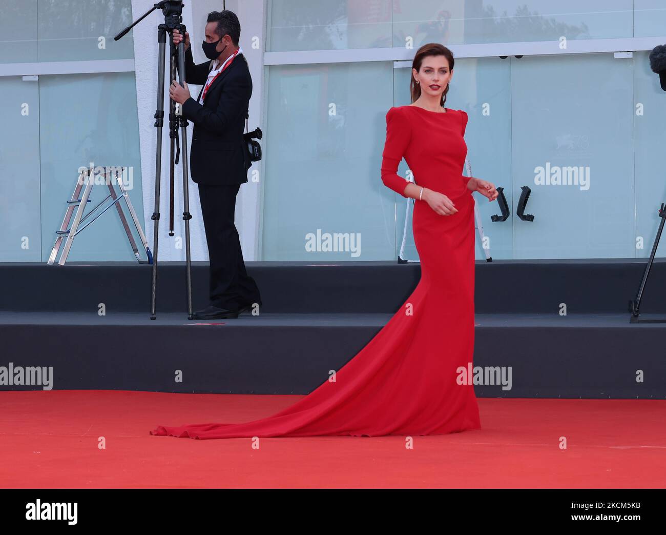 Laura Barth attends the red carpet of the movie "Qui Rido Io" during ...
