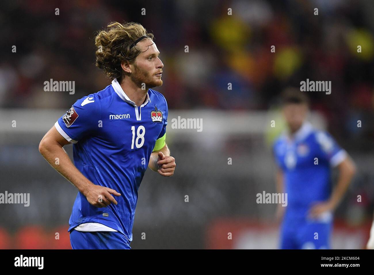 Nicolas Hasler in action during the FIFA World Cup qualifying round ...