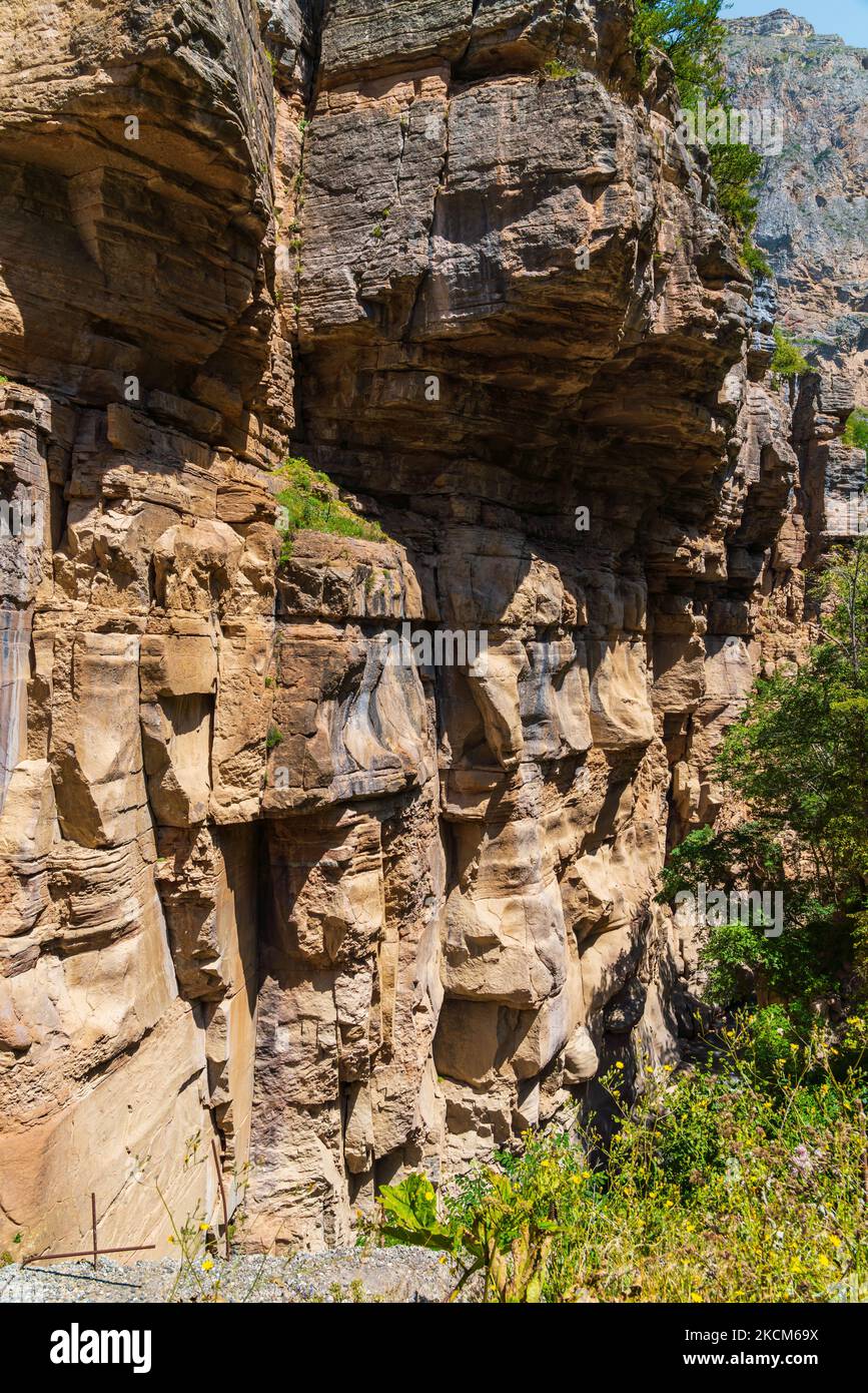 Sheer cliffs in the canyon Stock Photo - Alamy