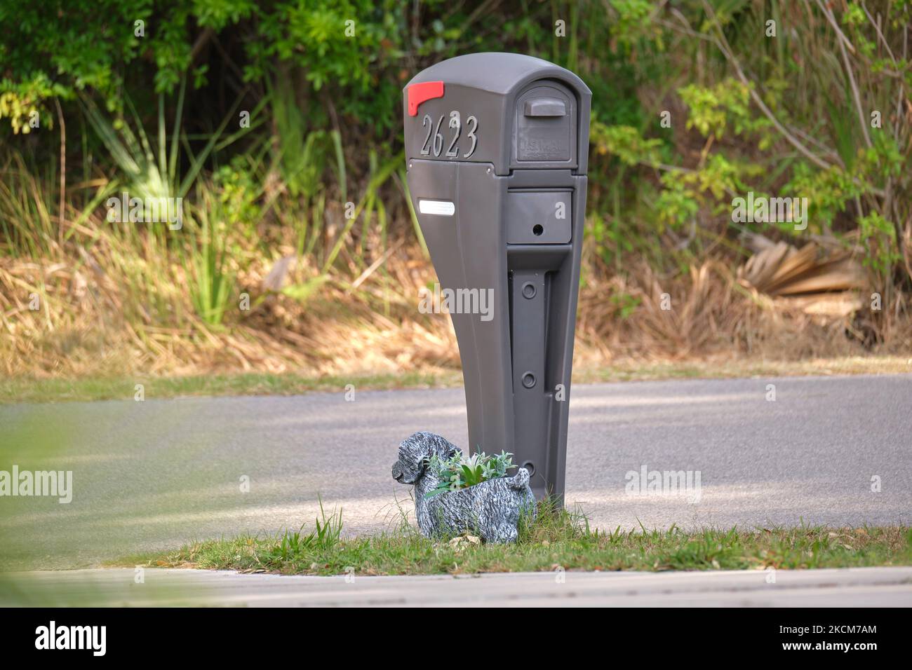 Typical american outdoors mail box on suburban street side Stock Photo ...