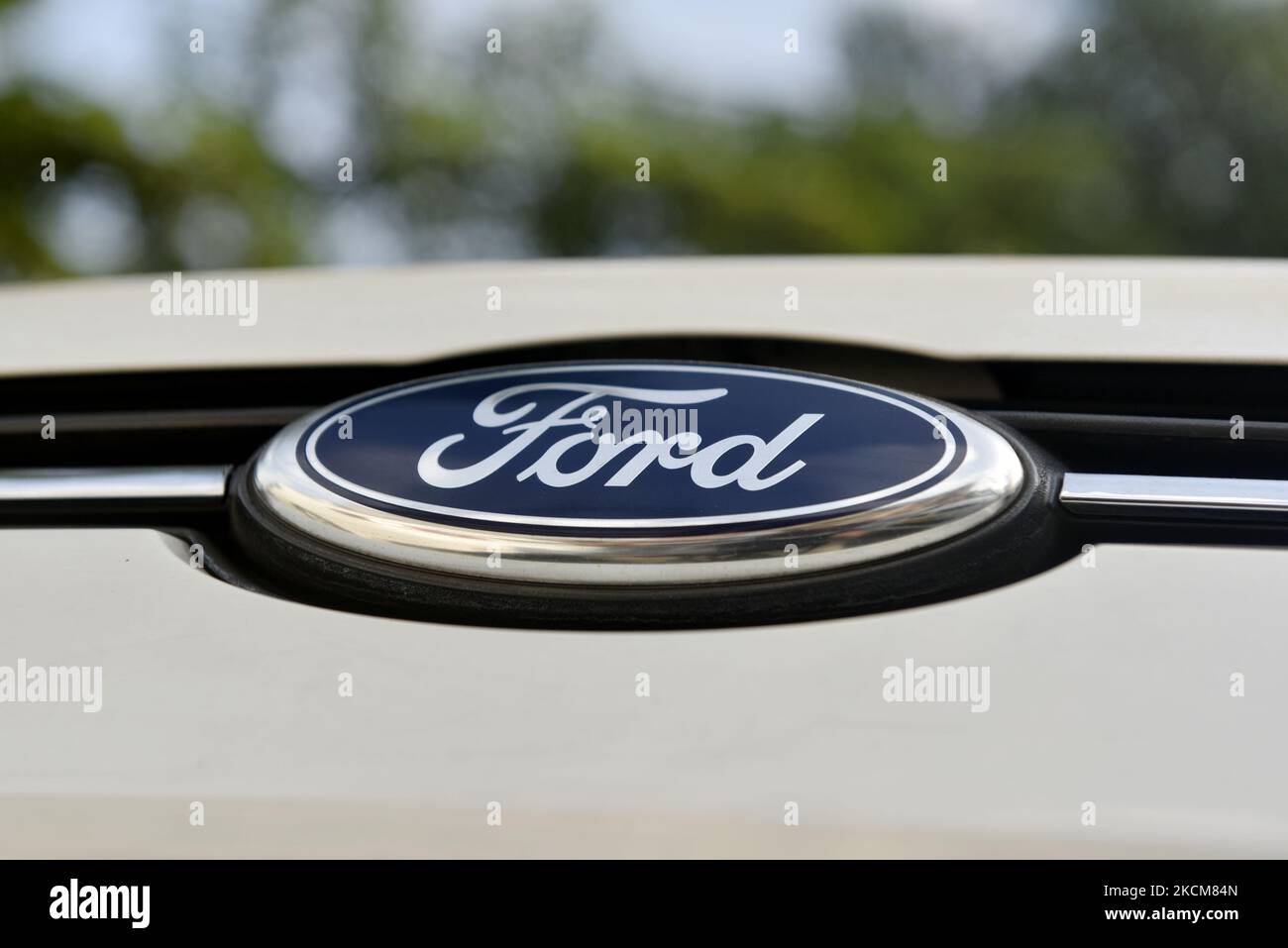 Ford logo can be seen of a Ford car in Kolkata, India, 10 September ...