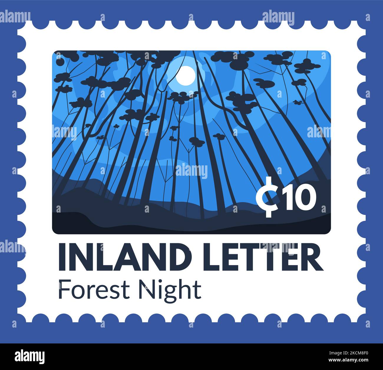 Inland letter forest night with full moon postmark Stock Vector Image ...