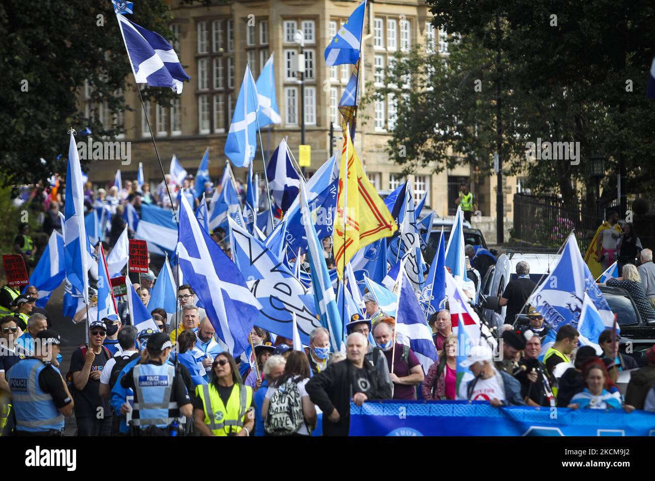 Scottish independence supporters march through Stirling during an All ...