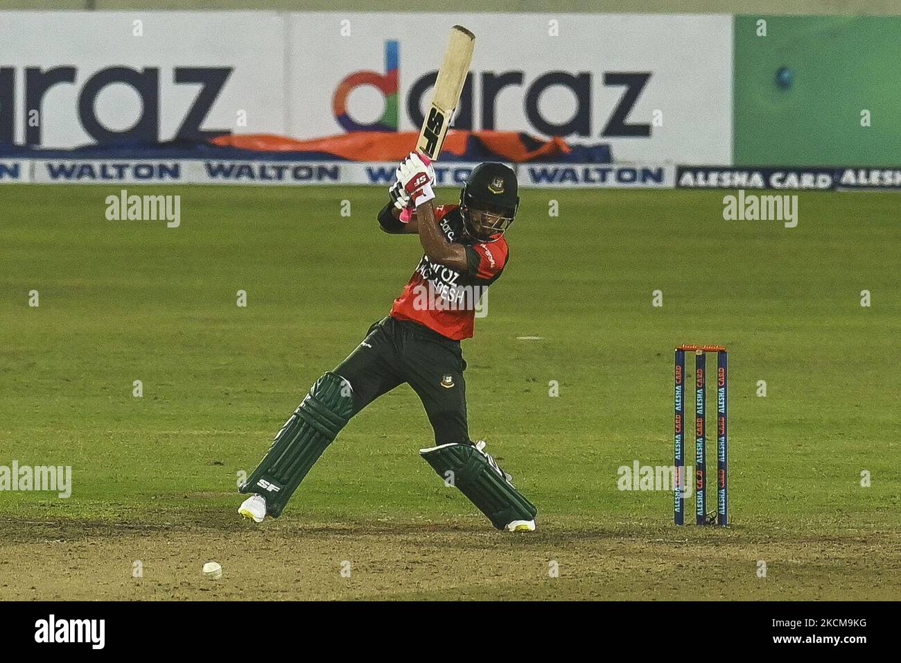 Bangladesh's Afif Hossain plays a shot during the fifth and final ...
