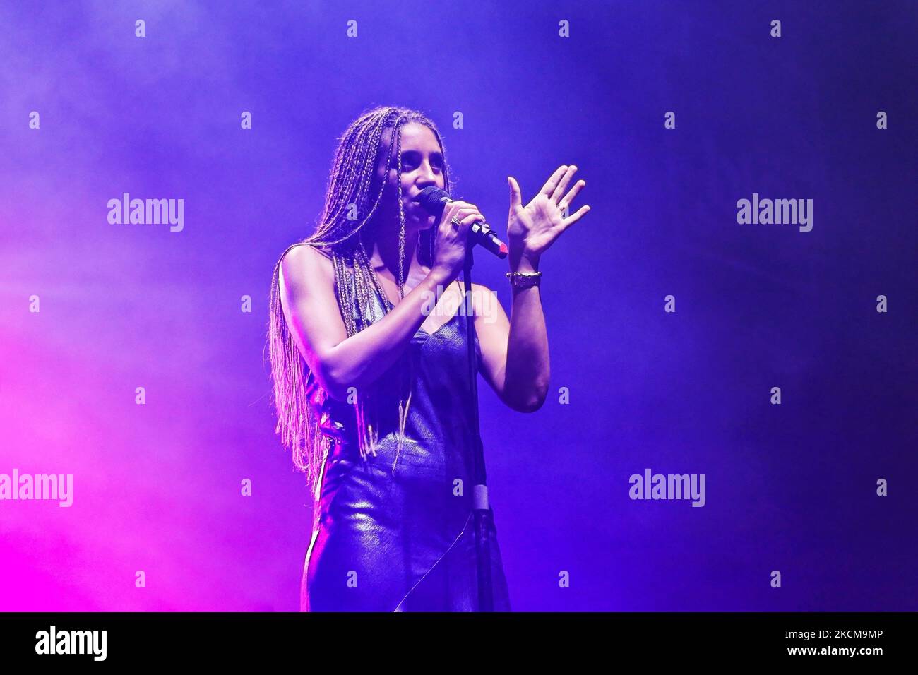Singer of Soul Music Kimberose performs at Studio 104 of Radio France ...