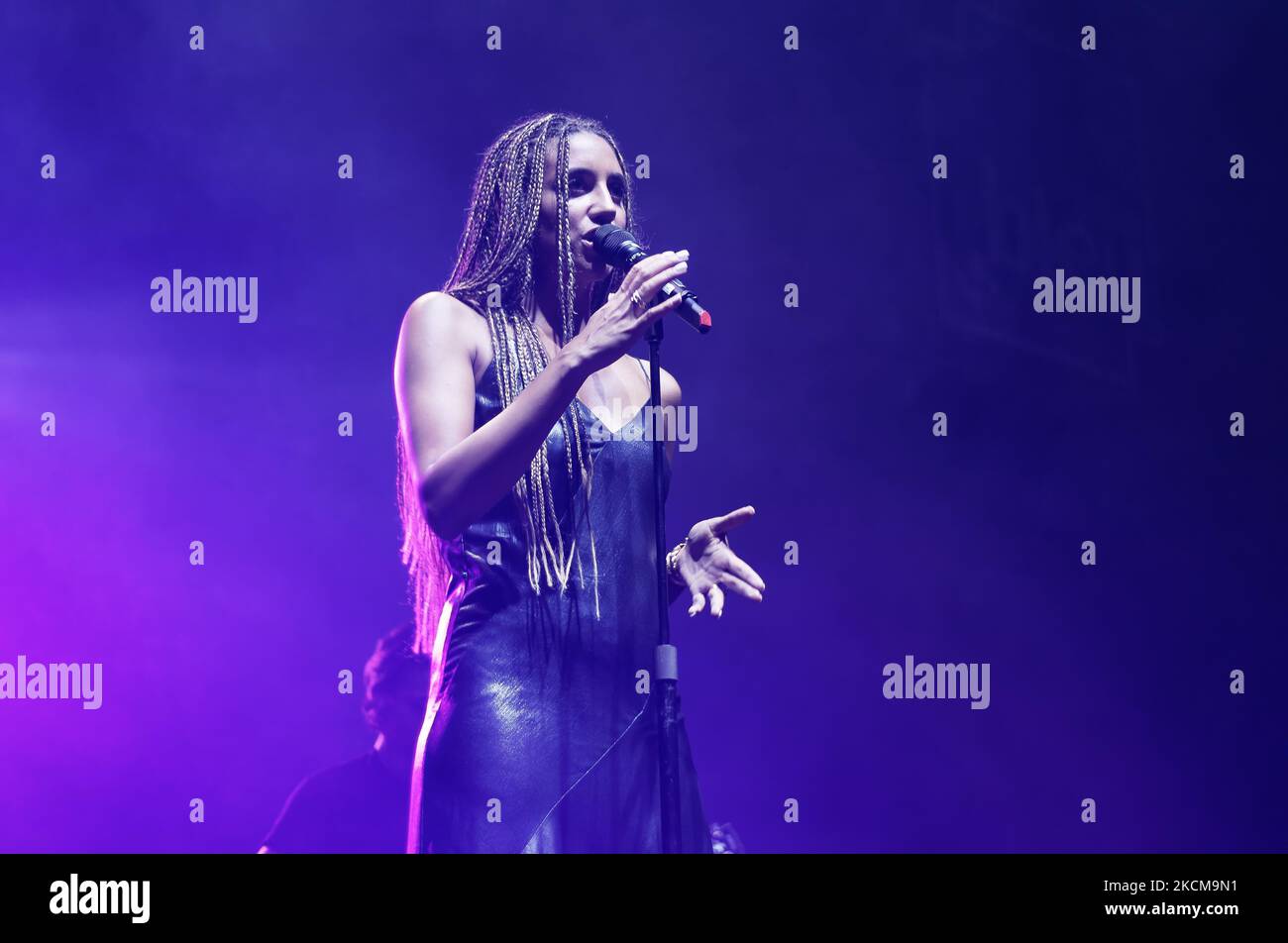 Singer of Soul Music Kimberose performs at Studio 104 of Radio France ...
