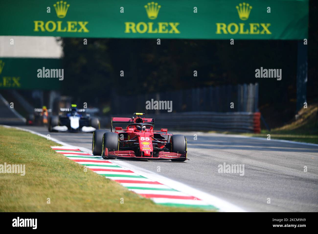 Carlos Sainz of Scuderia Mission Winnow Ferrari drive his SF21 single-seater during free ...