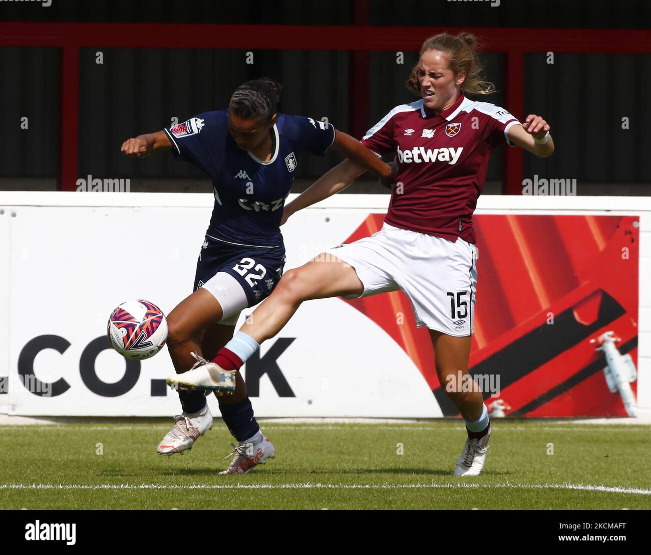 L-R Shania Hayles of Aston Villa Women and Lucy Parker of West Ham ...