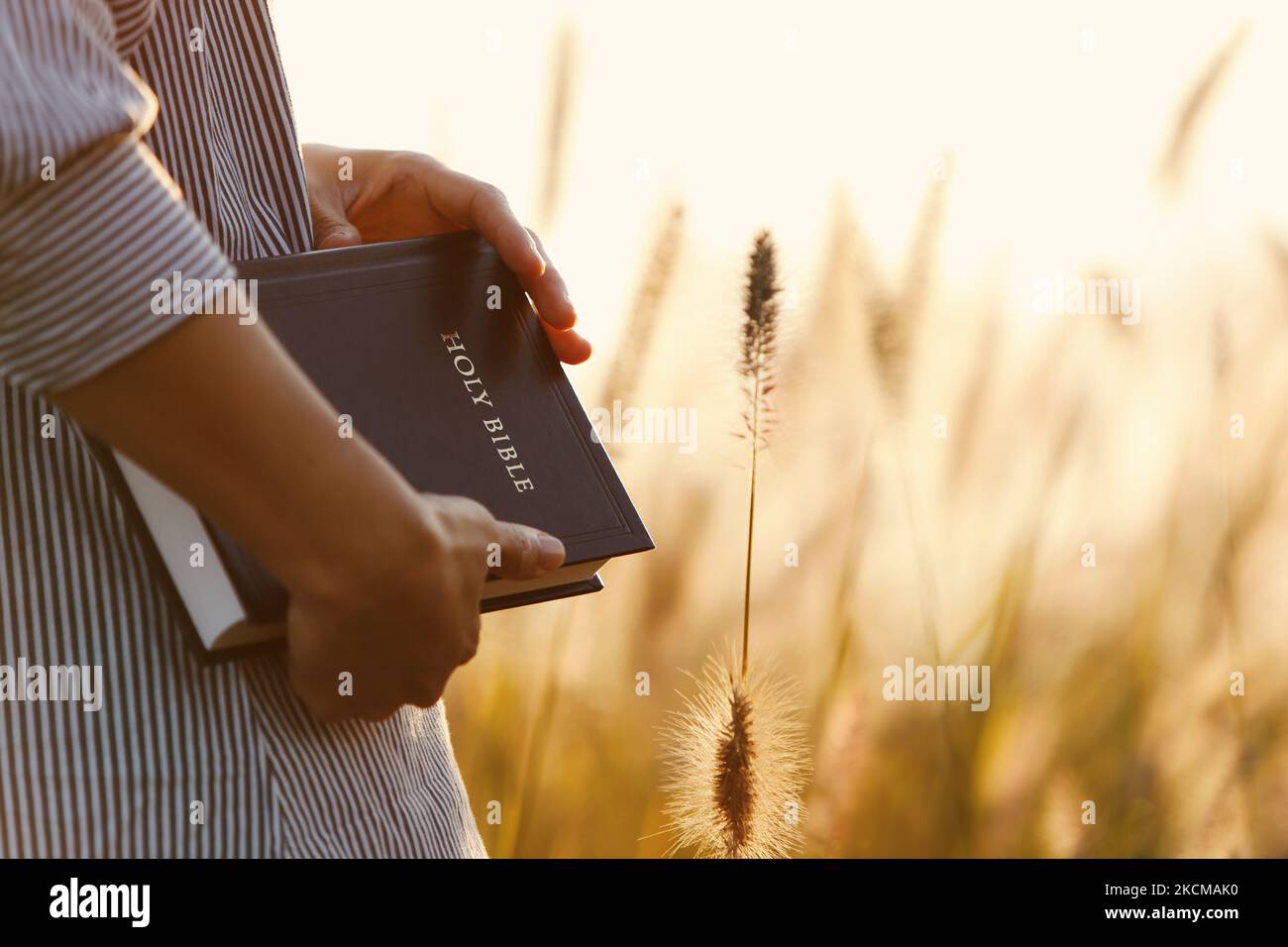 A Christian praying with a holy bible on Thanksgiving Day and the ...