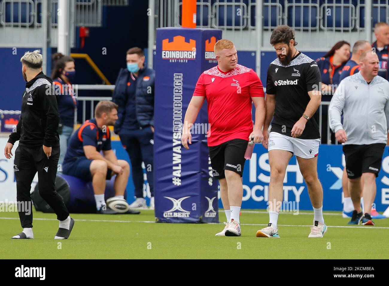 Trevor Davison of Newcastle Falcons and Greg Peterson of Newcastle Falcons pictured before the ...