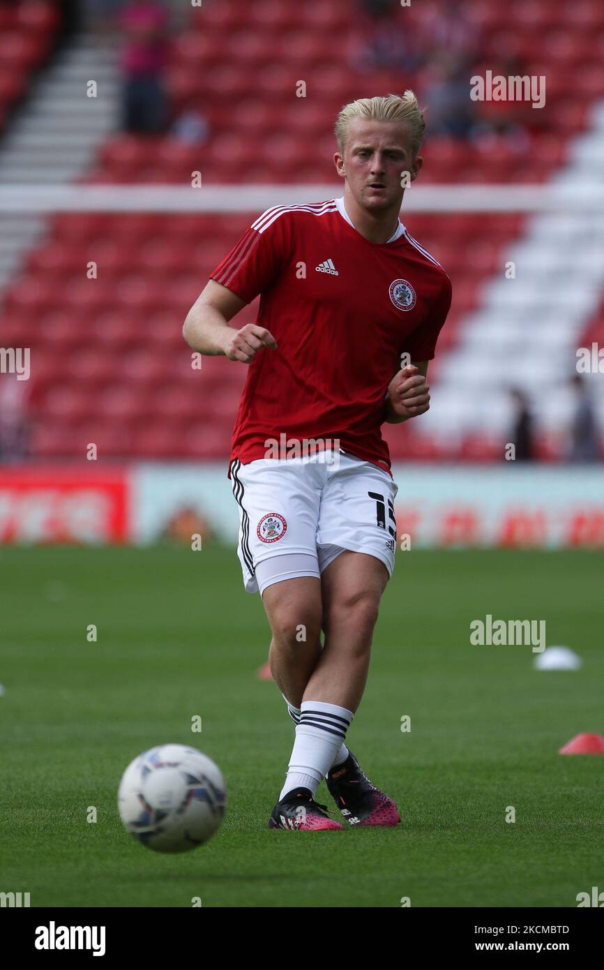 Archie Procter of Accrington Stanley warms up during the Sky Bet League ...