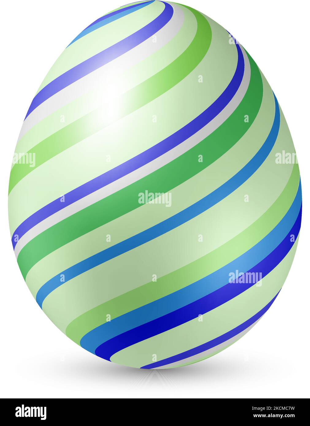 Easter Egg with Strips Pattern Texture - Standing Vertically on White ...