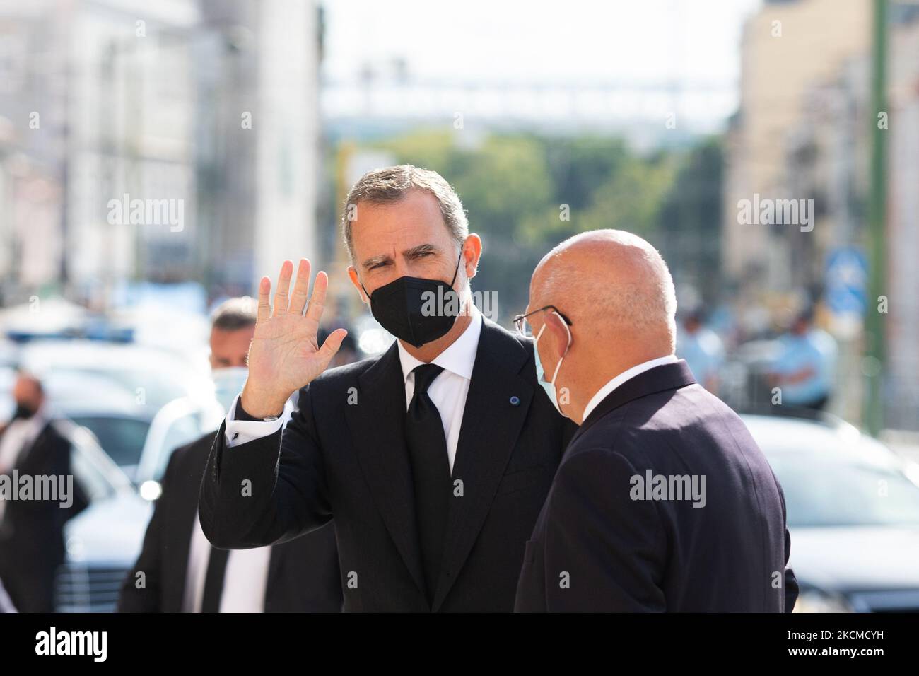 The King of Spain, Philip VI arrives at the funeral ceremony, on ...