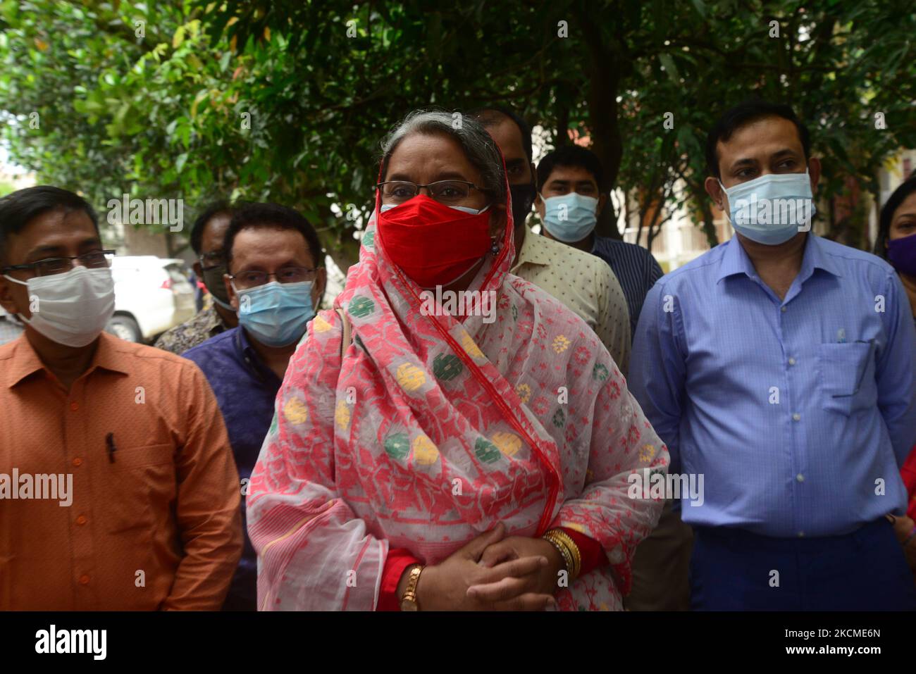 Education Minister Dipu Moni(C) visits at the Azimpur Government Girls ...
