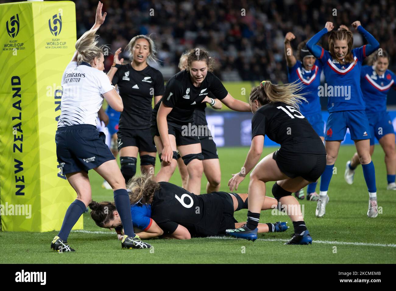 France's Gabrielle Vernier scores just before half time during the ...