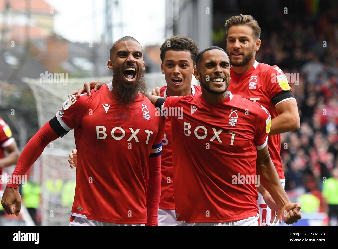 Lewis Grabban of Nottingham Forest celebrates after scoring a goal with ...