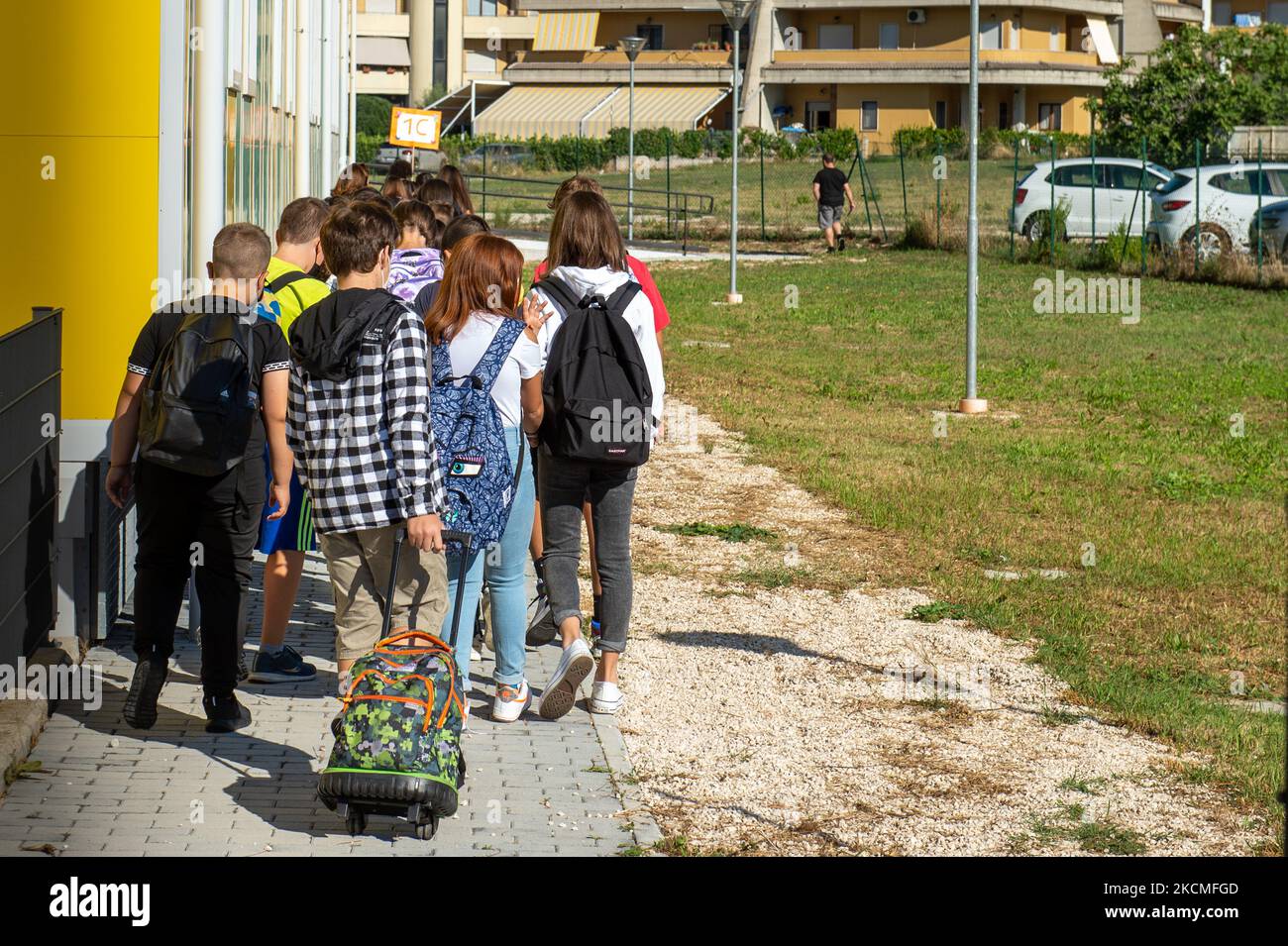 Students back to school in Rieti, Italy on 13 September 2021. The new ...