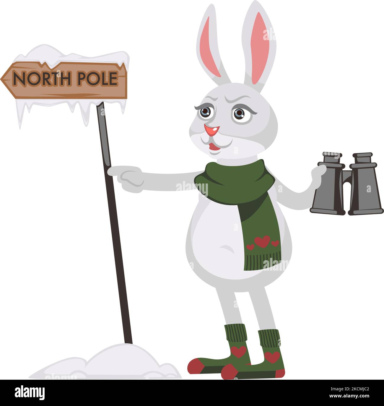 Bunny character looking for North Pole vector Stock Vector Image & Art ...