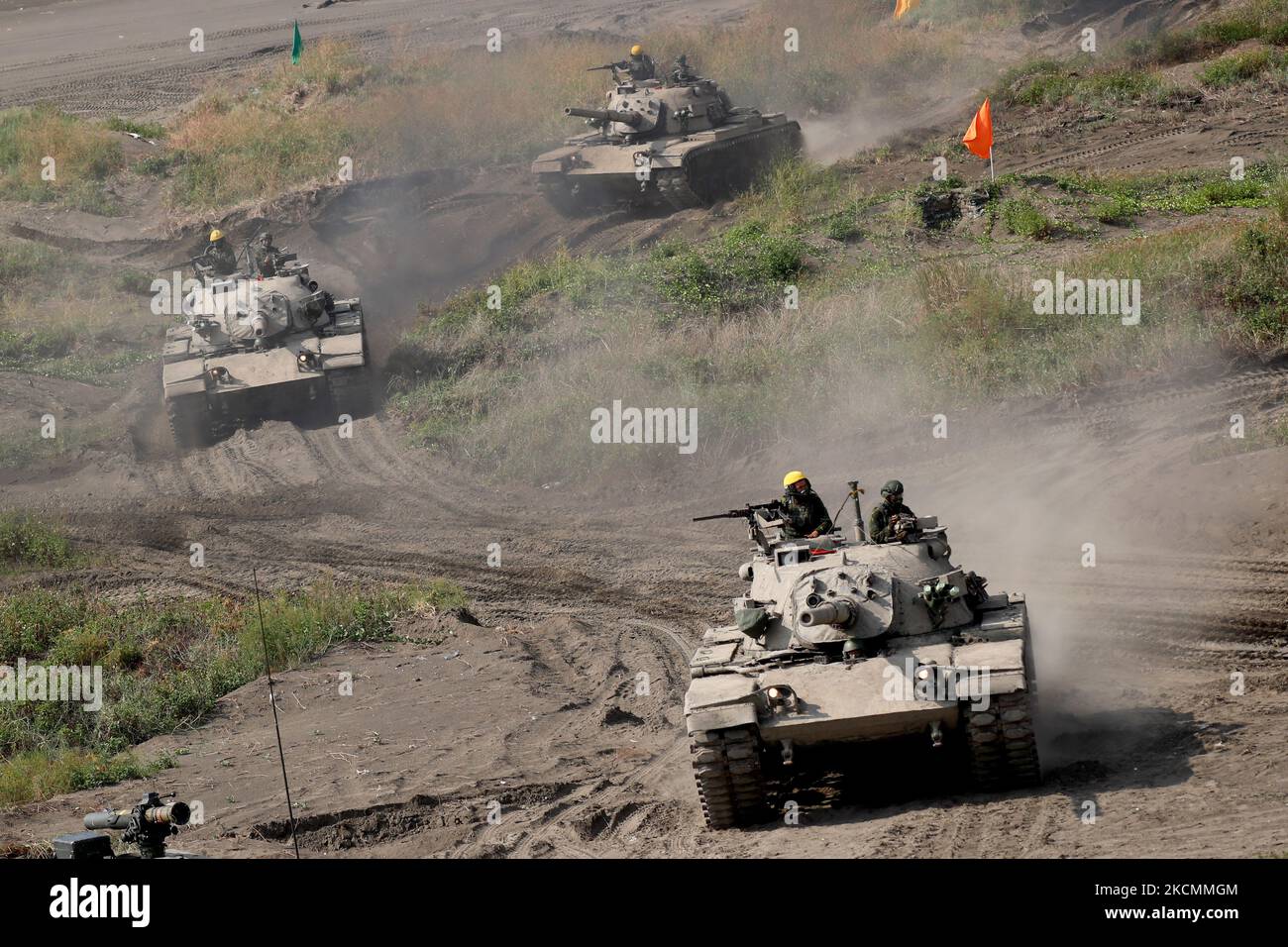 M60-A3 tanks are deployed to carry out a shore defense operation as ...