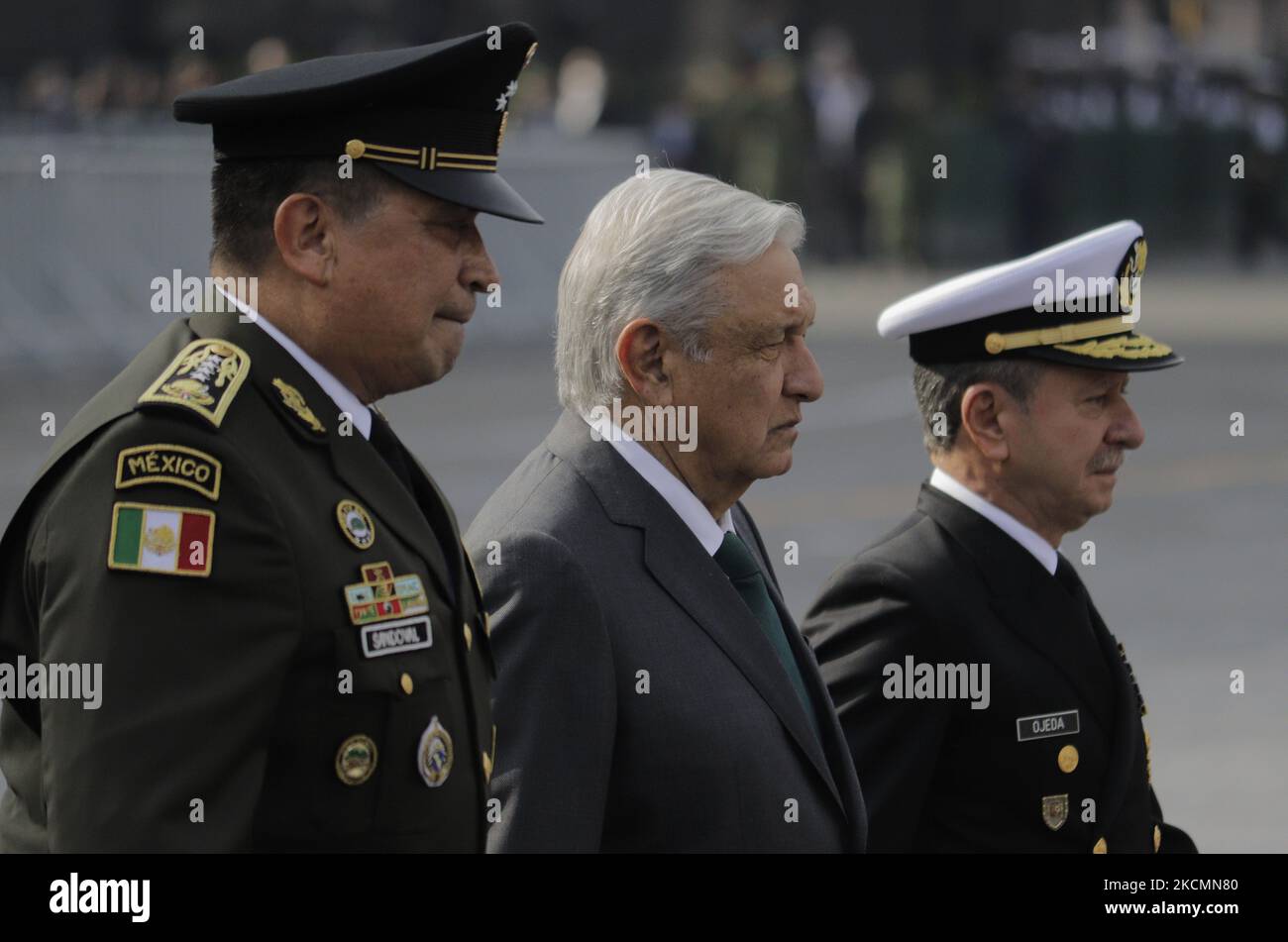 Andrés Manuel López Obrador (centre), President of Mexico, accompanied ...