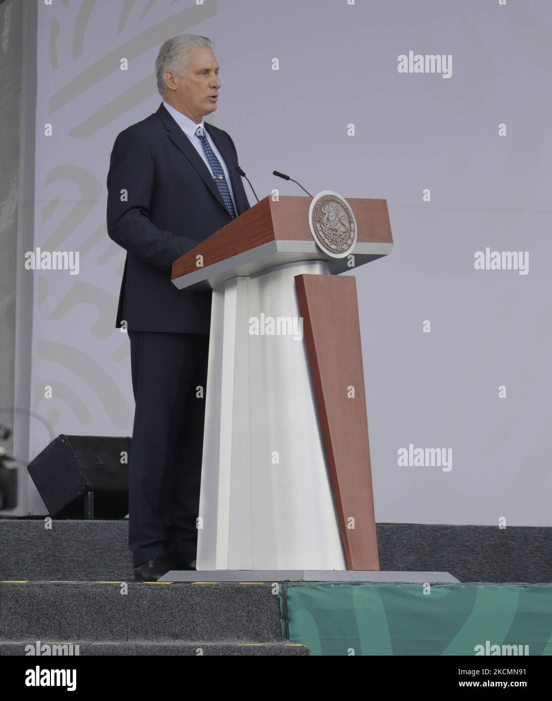 Miguel Díaz-Canel, President of Cuba, during the military parade ...