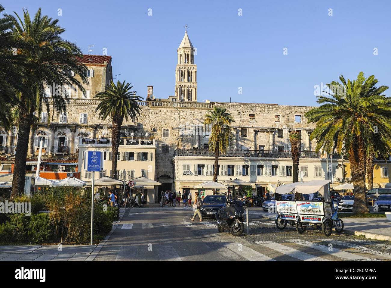 Palm trees at the Riva Promenade in Split, Croatia on September 14 ...
