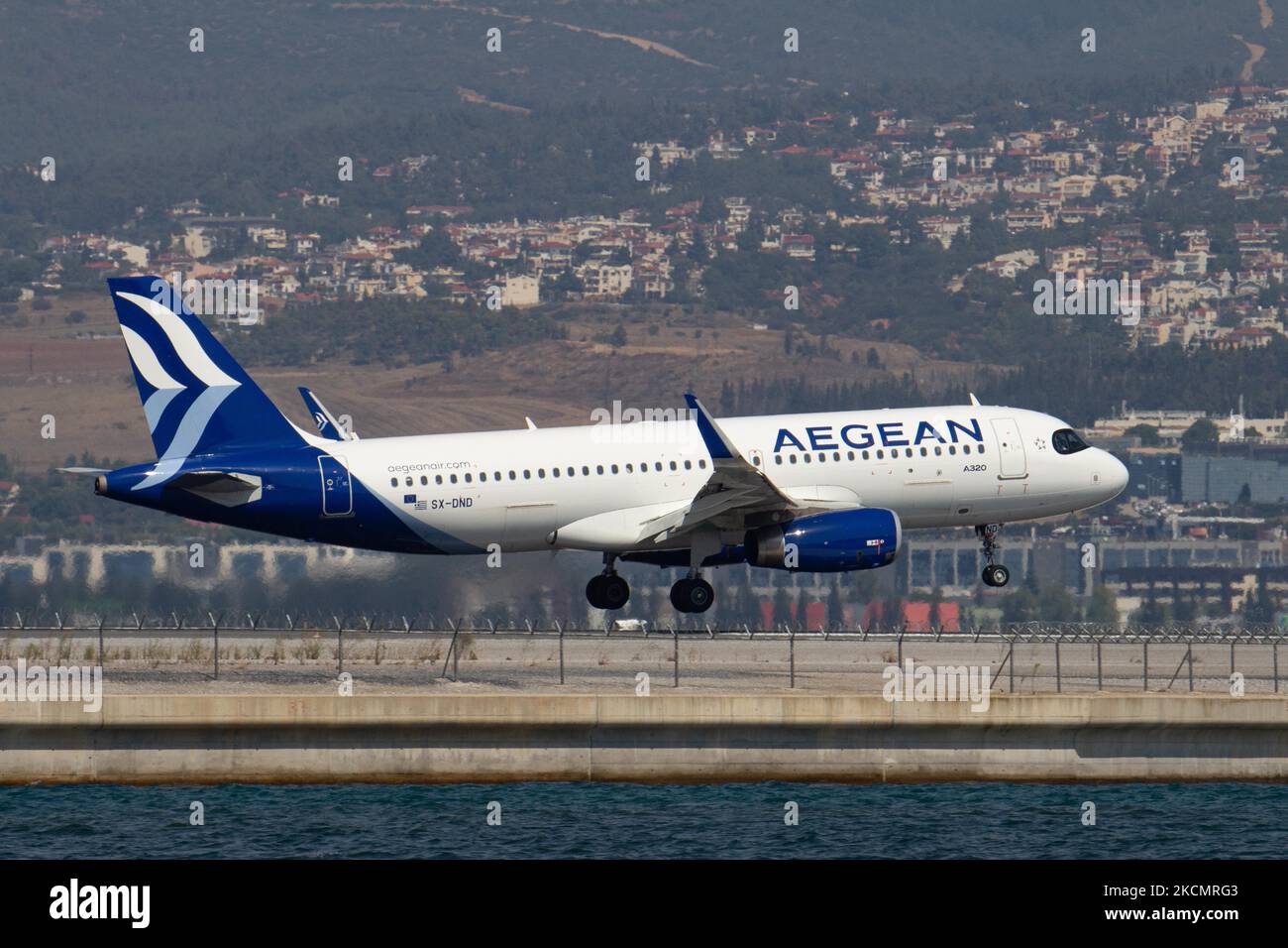 An Aegean Airlines Airbus A320 aircraft painted with the new livery and ...
