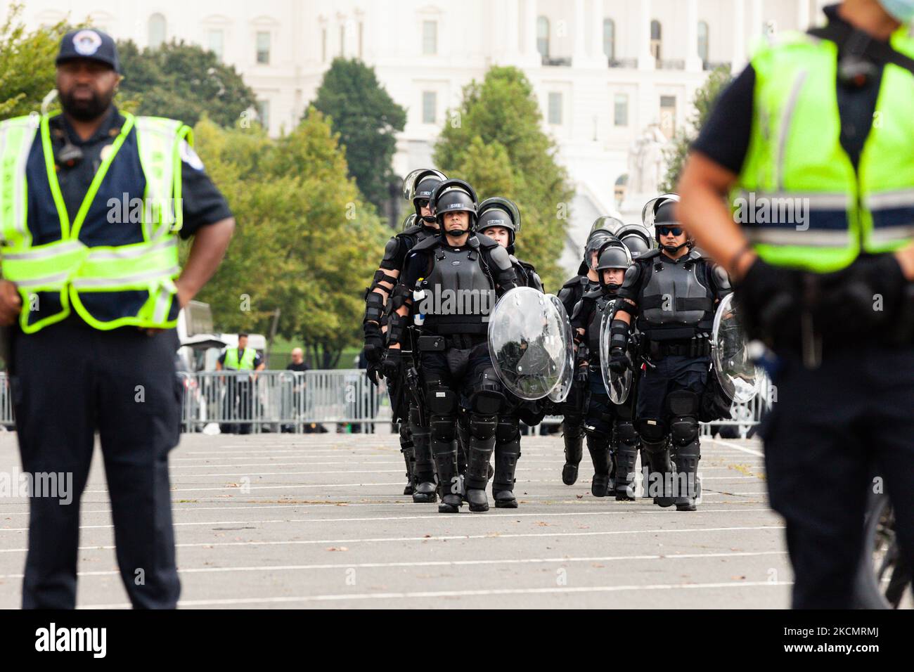 Capitol Police in riot gear deploy during the Justice for J6 rally ...