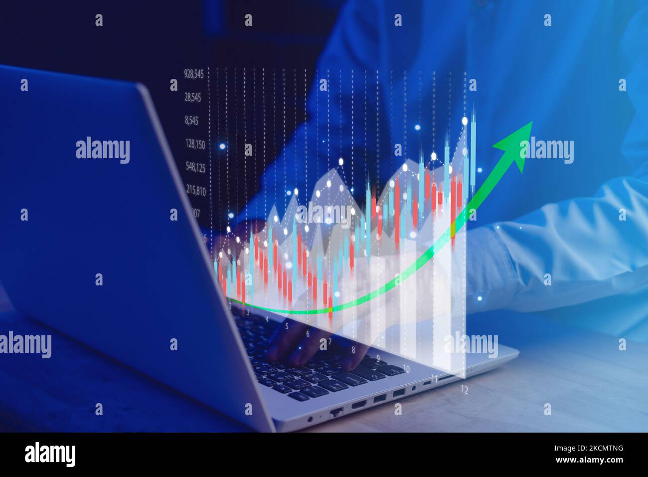 Buy and Sell. Stock chart or cryptocurrency chart with businessman hand ...