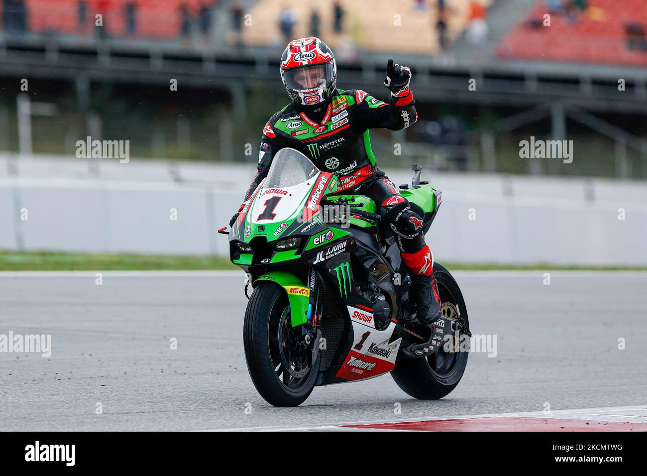 Jonathan Rea of Kawasaki Racing Team WorldSBK with during the Race 1 of ...