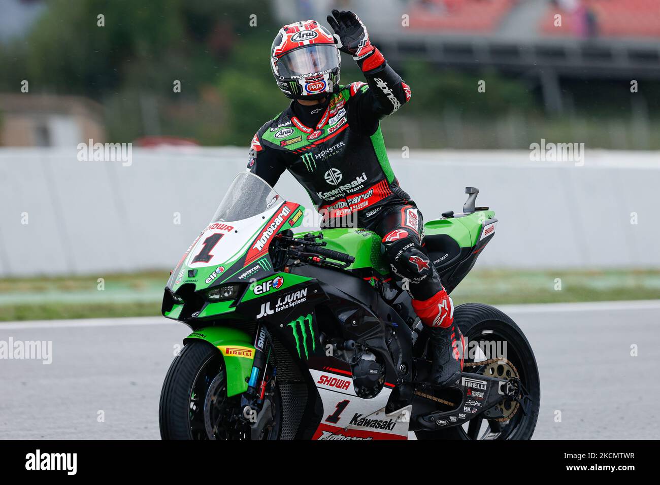Jonathan Rea of Kawasaki Racing Team WorldSBK with during the Race 1 of ...