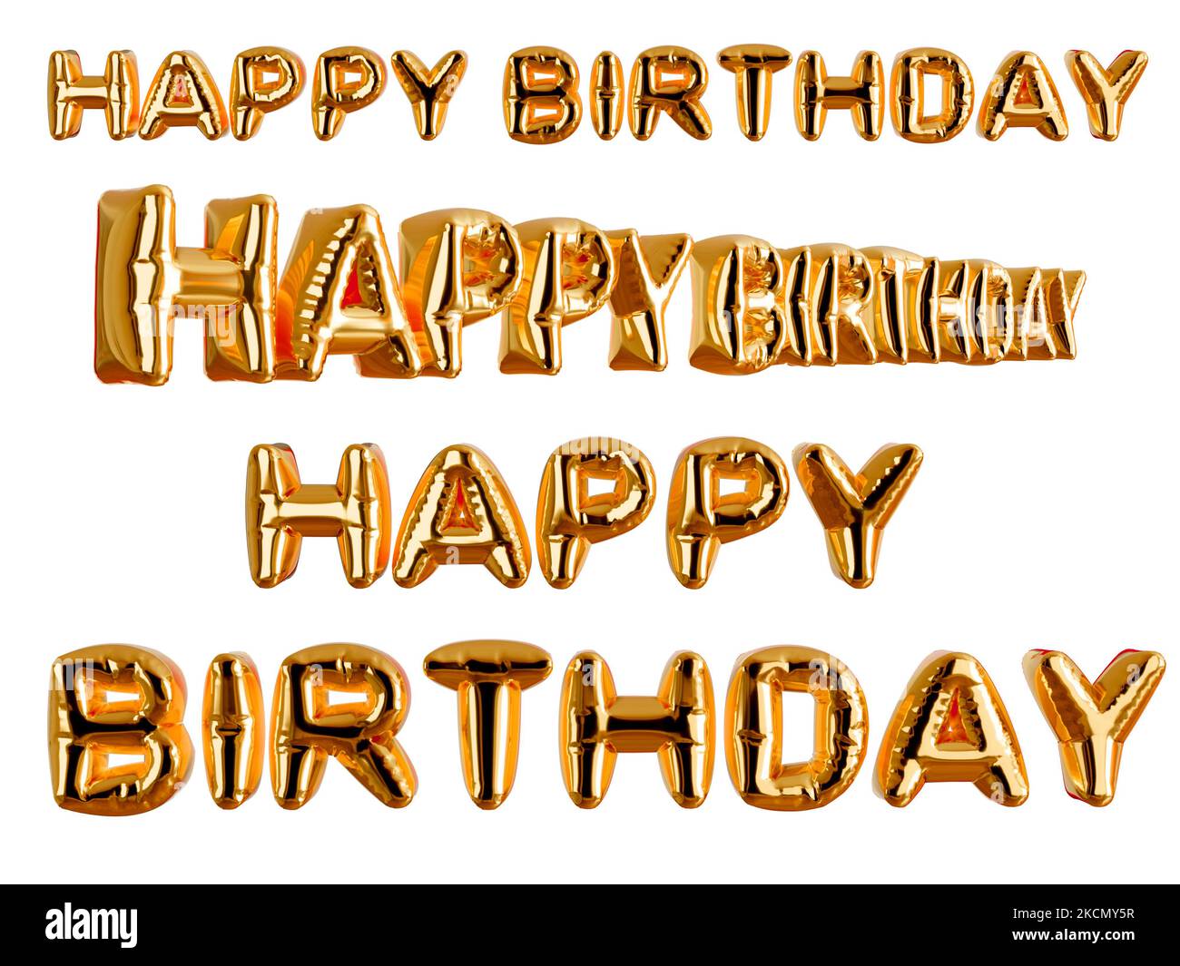 Golden shiny realistic 3D rendering Foil Balloons Happy birthday ...