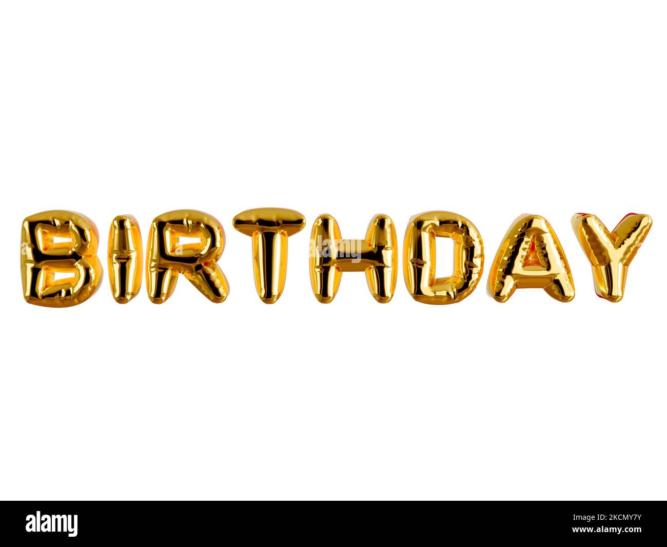 Golden shiny realistic 3D rendering Foil Balloons Happy birthday ...