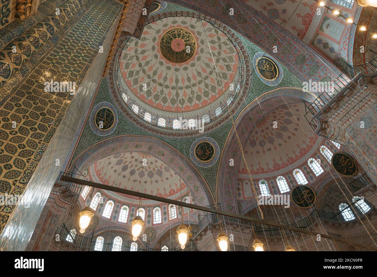 Interior of Yeni Cami or New Mosque in Eminonu Istanbul. Ramadan or ...