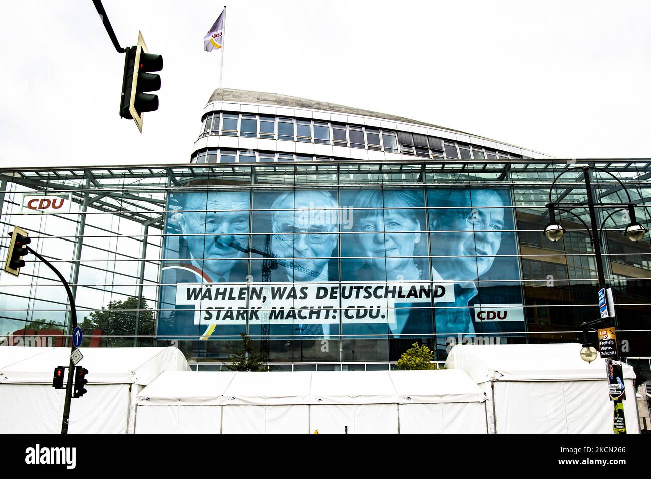 Portraits of former German Chancellors (Prime L-R) Konrad Adenauer and ...