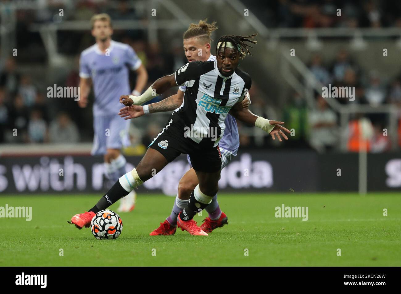 Allan Saint-Maximin of Newcastle United in action with Leeds United's ...