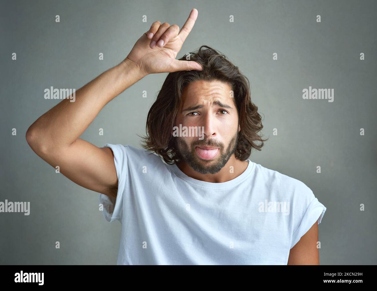That was a complete fail. Studio portrait of a young man showing a ...